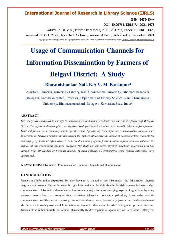 (PDF) Usage of Communication Channels for Information Dissemination by ...
