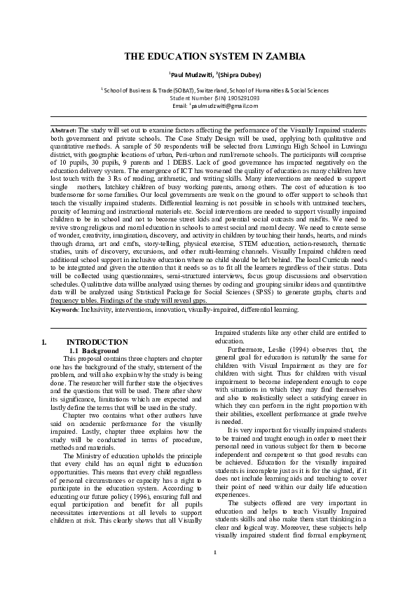 (DOC) THE EDUCATION SYSTEM IN ZAMBIA