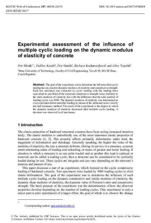 Pdf Experimental Assessment Of The Influence Of Multiple Cyclic Loading On The Dynamic Modulus