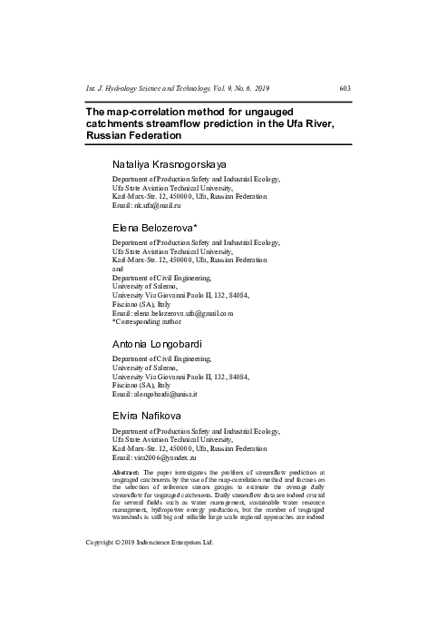 Pdf The Map Correlation Method For Ungauged Catchments Streamflow Prediction In The Ufa River