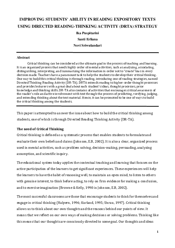 (PDF) Improving Students' Ability in Reading Expository Texts Using ...