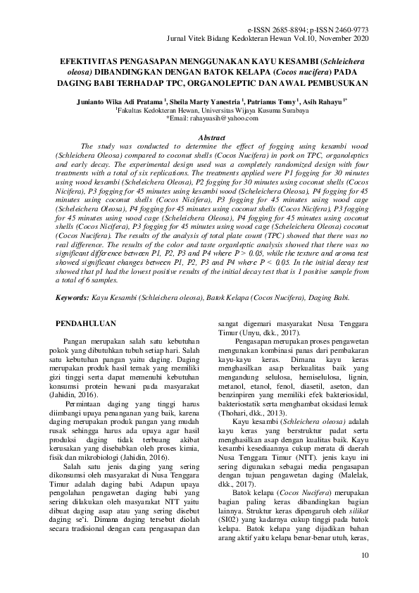 (PDF) EFEKTIVITAS PENGASAPAN MENGGUNAKAN KAYU KESAMBI (Schleichera ...