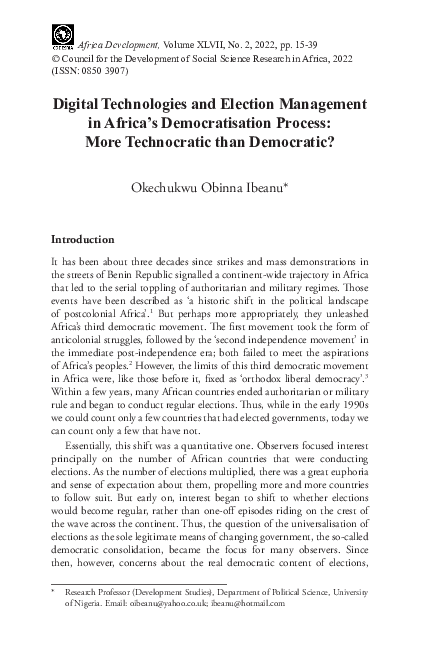 (PDF) 2 - Digital Technologies and Election Management in Africa’s ...