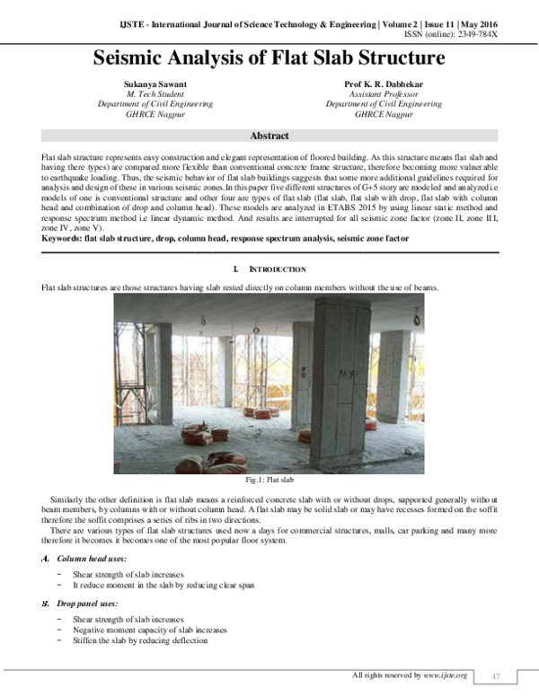 (PDF) Seismic Analysis of Flat Slab | kuldeep dabhekar - Academia.edu