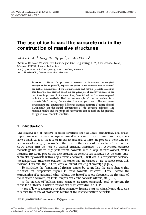 (PDF) The use of ice to cool the concrete mix in the construction of ...