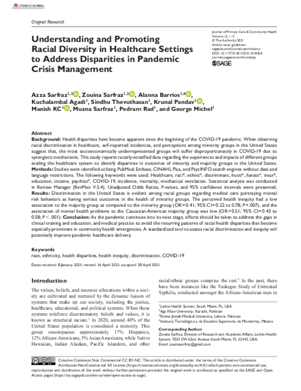 (PDF) Understanding and Promoting Racial Diversity in Healthcare ...
