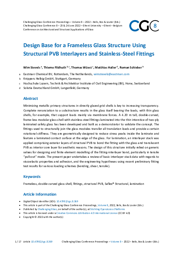 (PDF) Design Base for a Frameless Glass Structure Using Structural PVB ...