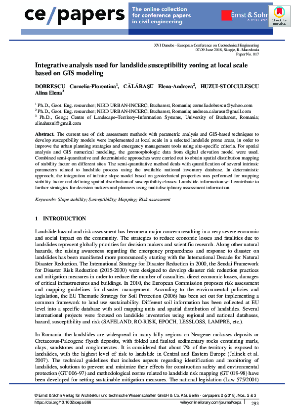 (PDF) Integrative analysis used for landslide susceptibility zoning at local scale based on GIS ...