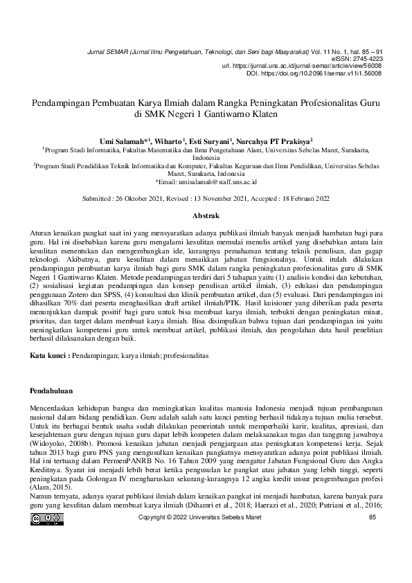 (PDF) Pendampingan Pembuatan Karya Ilmiah dalam Rangka Peningkatan Profesionalitas Guru di SMK ...