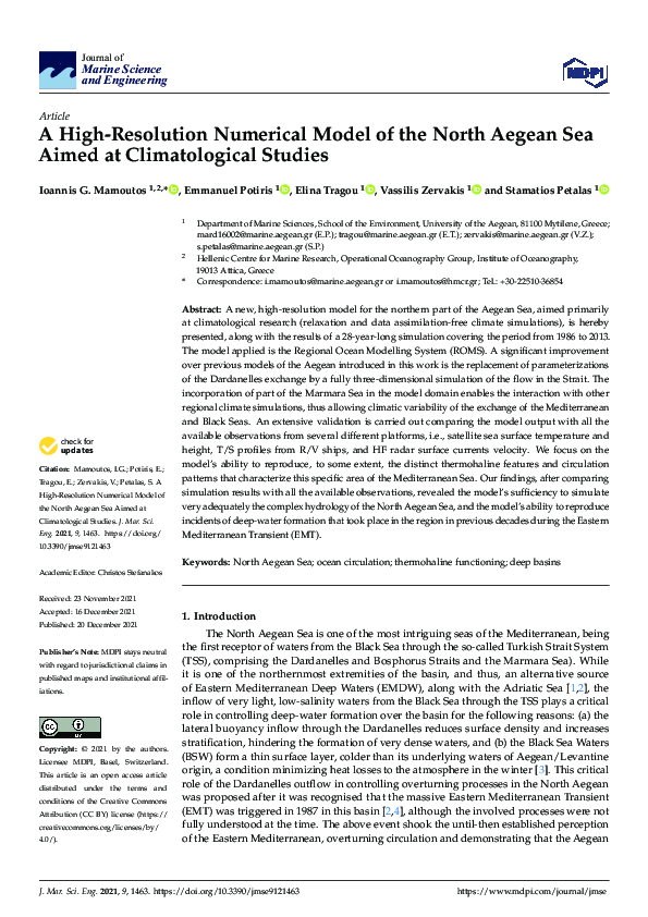 (PDF) A High-Resolution Numerical Model of the North Aegean Sea Aimed ...