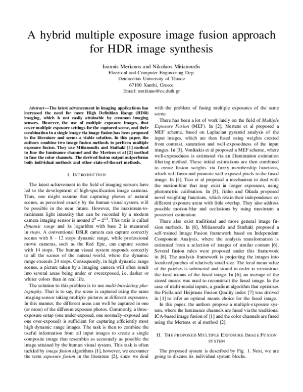 (PDF) A hybrid multiple exposure image fusion approach for HDR image synthesis | Nikolaos ...