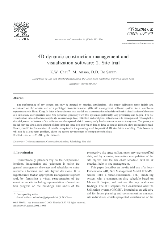 (PDF) 4D dynamic construction management and visualization software: 2 ...