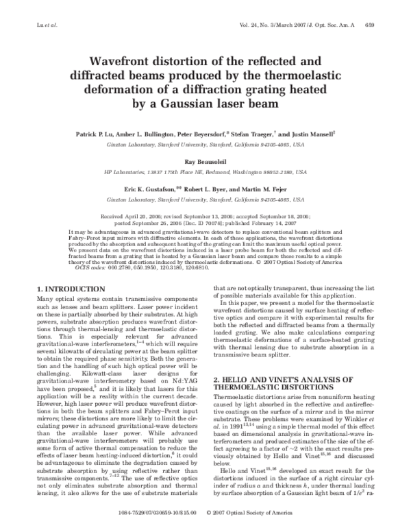 (PDF) Wavefront distortion of the reflected and diffracted beams ...