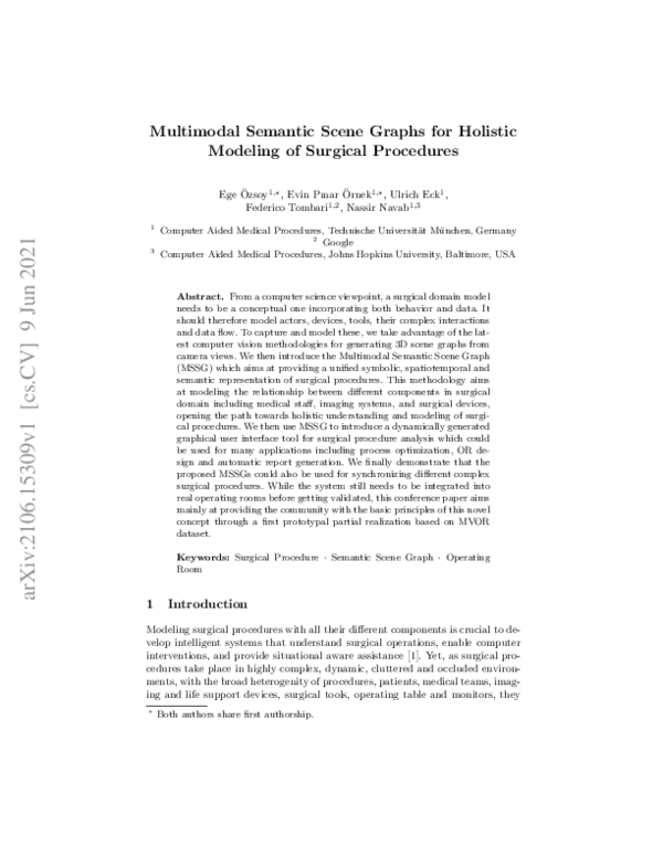 (PDF) Multimodal Semantic Scene Graphs for Holistic Modeling of Surgical Procedures