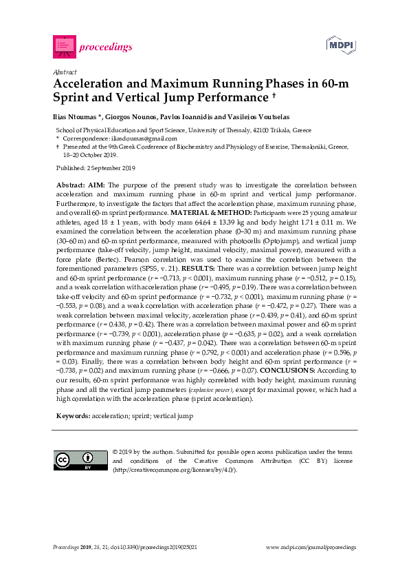 (PDF) Acceleration and Maximum Running Phases in 60-m Sprint and ...