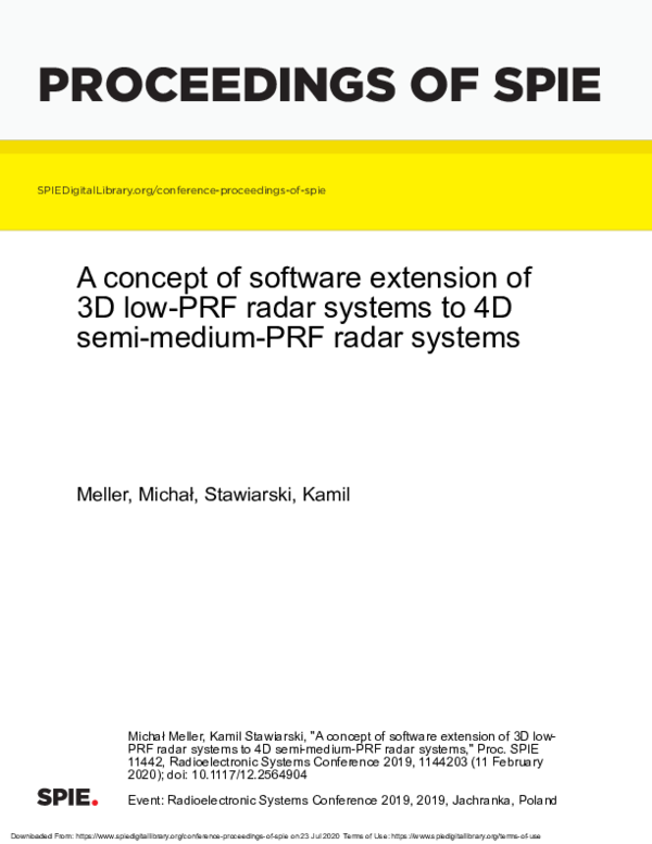 (PDF) A concept of software extension of 3D low-PRF radar systems to 4D ...
