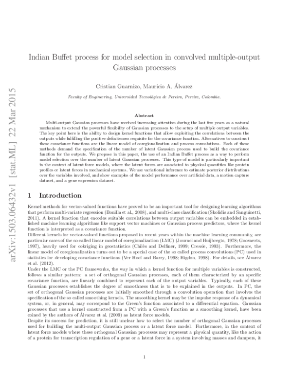 Pdf Indian Buffet Process For Model Selection In Convolved Multiple Output Gaussian Processes