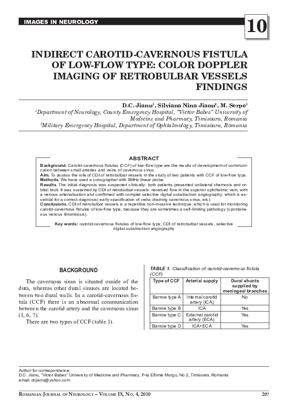(PDF) Indirect carotid-cavernous fistula of low-flow type: Color ...