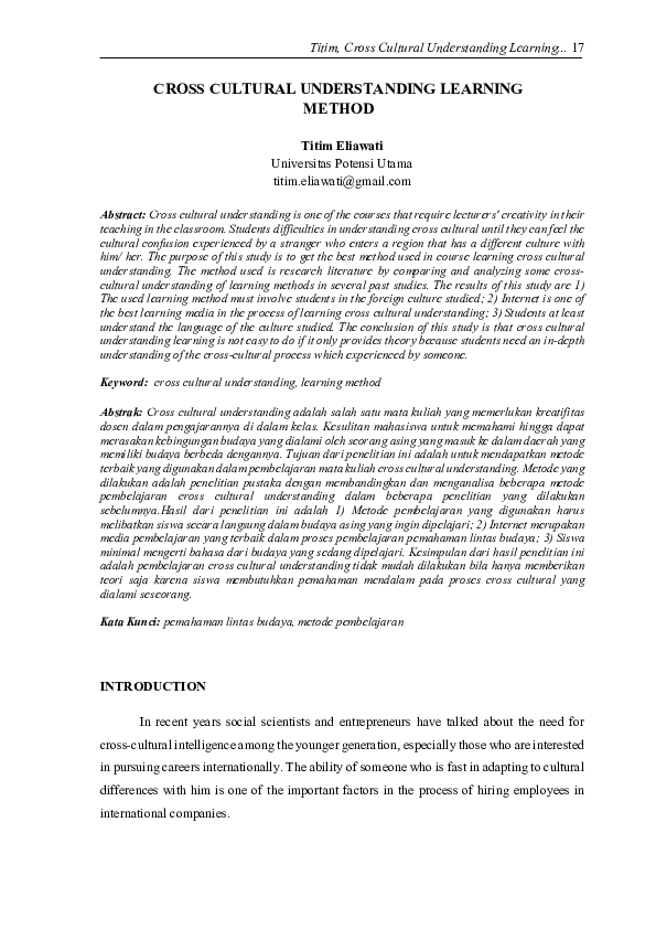 (PDF) Cross Cultural Understanding Learning Method
