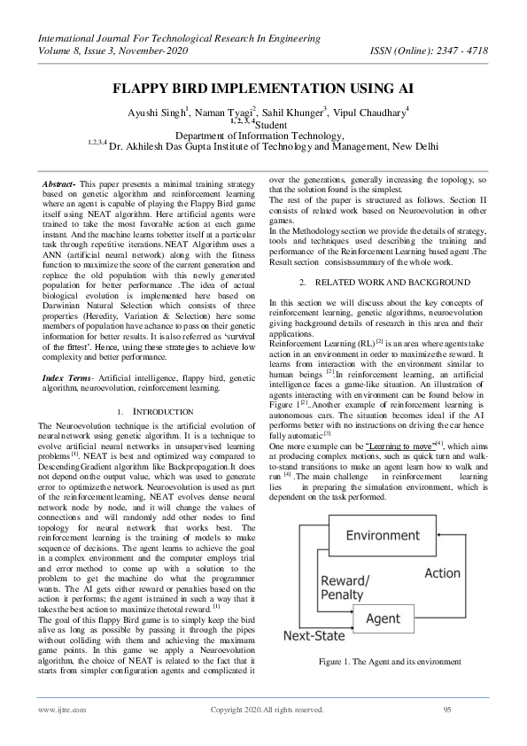 Pdf Flappy Bird Implementation Using Ai