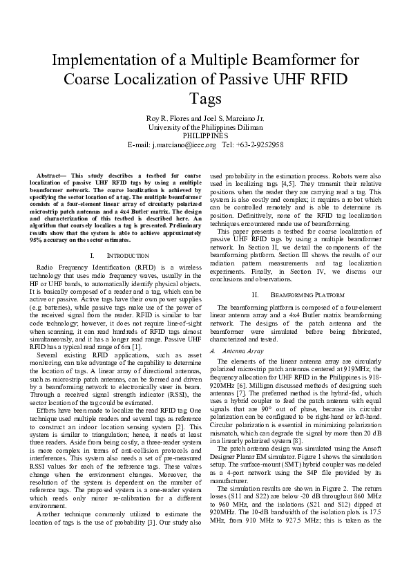 (PDF) Implementation of a Multiple Beamformer for Coarse Localization ...