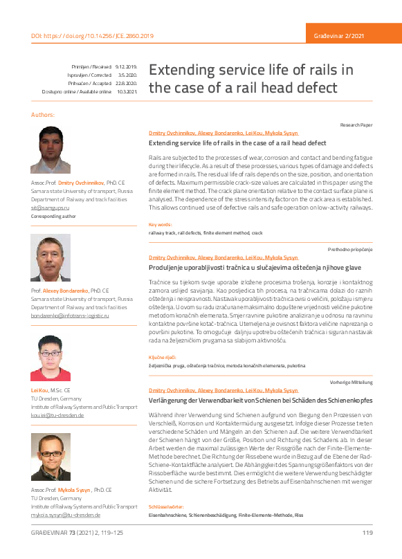 (PDF) Extending service life of rails in the case of a rail head defect