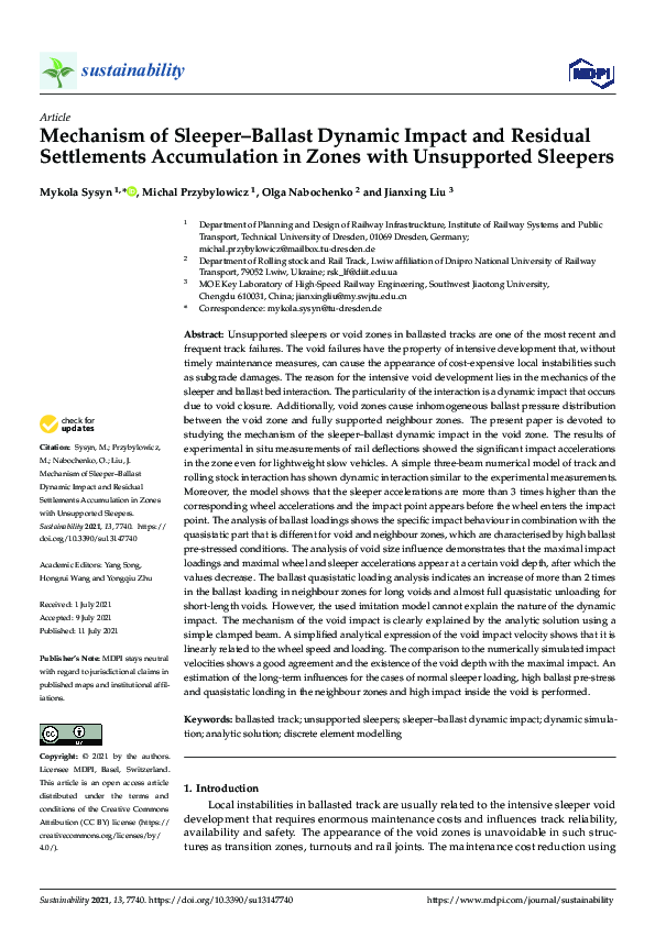 (PDF) Mechanism of the Sleeper-Ballast Dynamic Impact in Void Zones