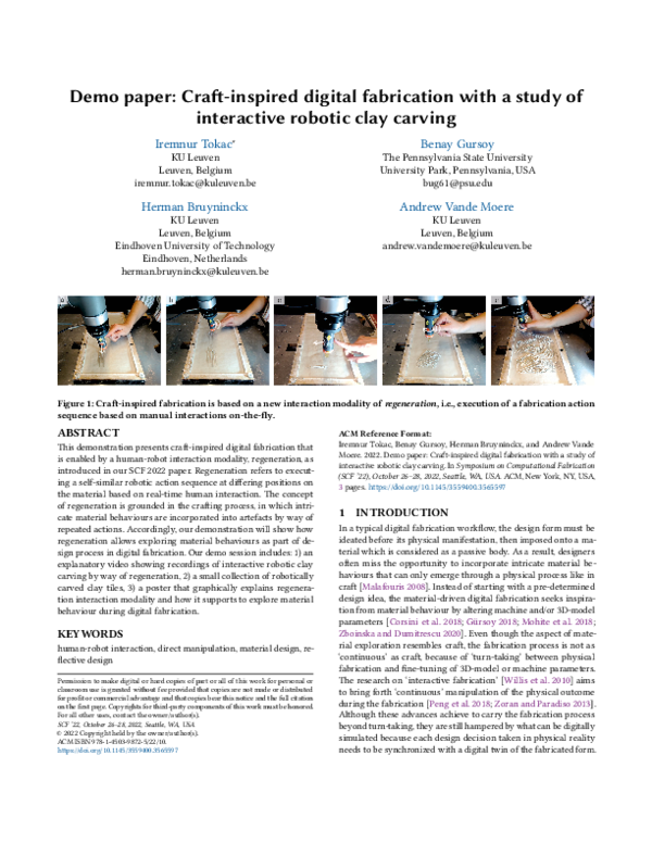 (PDF) Demo paper: Craft-inspired digital fabrication with a study of ...