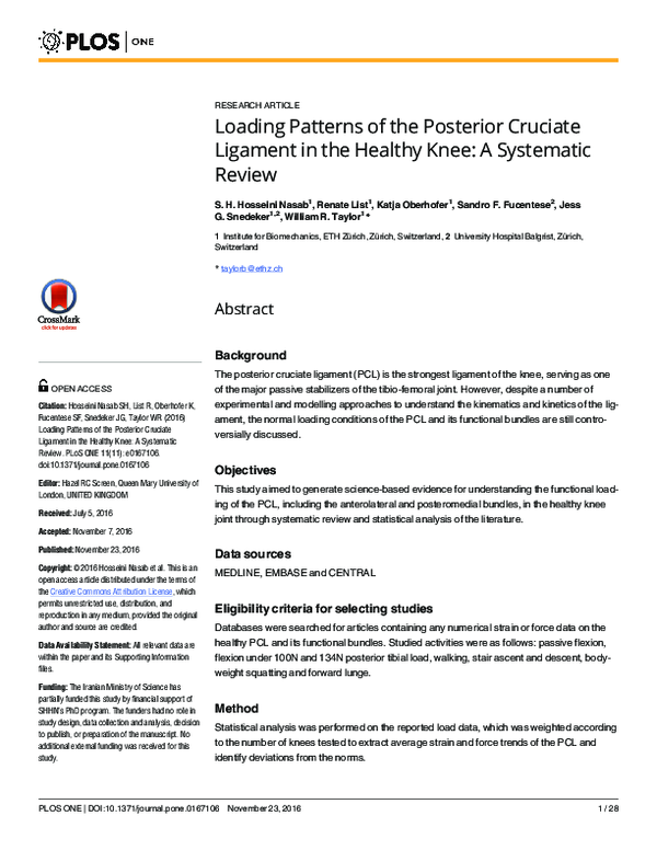 (PDF) Loading Patterns of the Posterior Cruciate Ligament in the ...