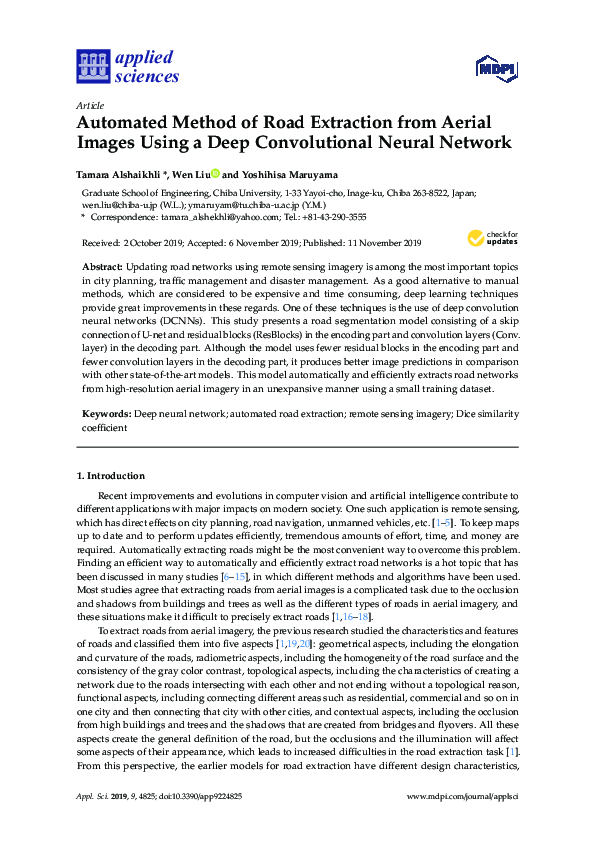 (PDF) Automated Method of Road Extraction from Aerial Images Using a Deep Convolutional Neural ...