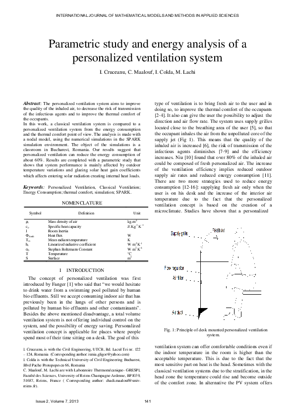 (PDF) Parametric study and energy analysis of a personalized ...