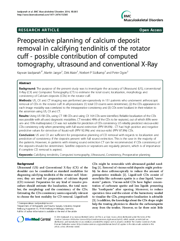 (PDF) Preoperative planning of calcium deposit removal in calcifying ...