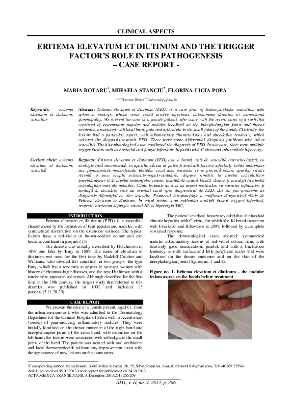 (PDF) Eritema Elevatum et Diutinum and the Trigger Factor's Role in Its ...