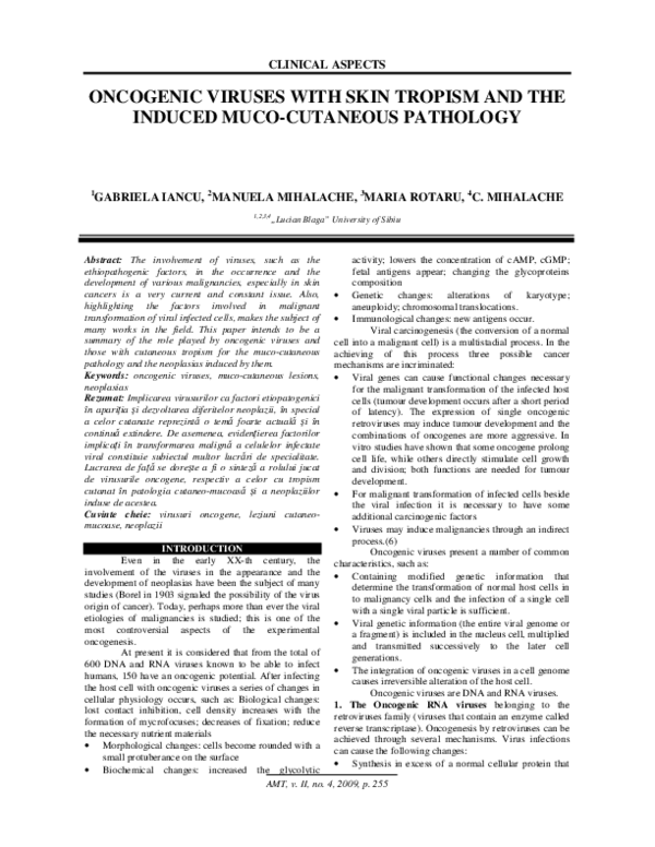 (PDF) Oncogenic Viruses with Skin Tropism and the Induced Muco ...