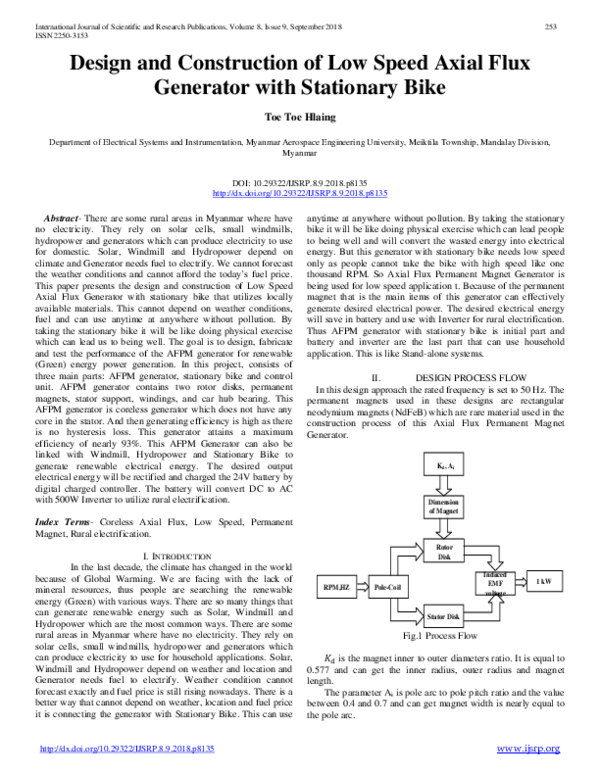 (PDF) Design and Construction of Low Speed Axial Flux Generator with ...