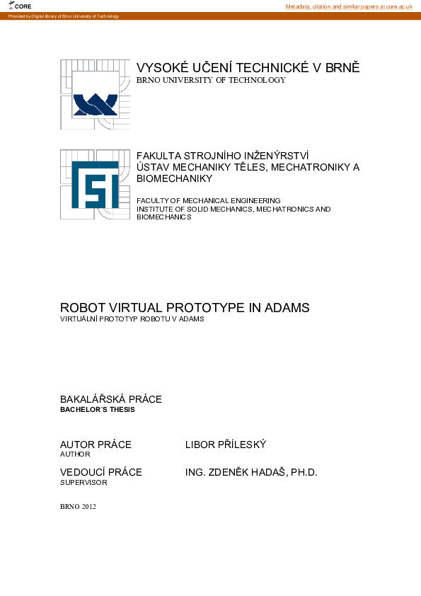 (PDF) Robot virtual prototype in ADAMS