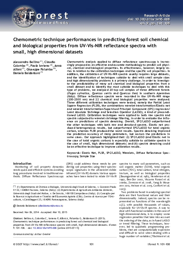 (PDF) Chemometric technique performances in predicting forest soil ...