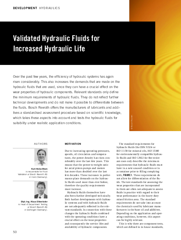 (PDF) Validated Hydraulic Fluids for Increased Hydraulic Life