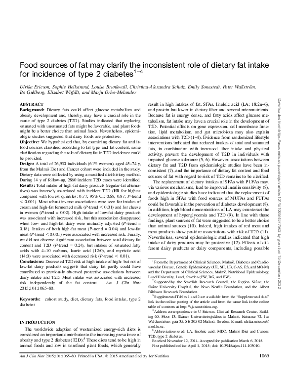 (PDF) Food sources of fat may clarify the inconsistent role of dietary ...