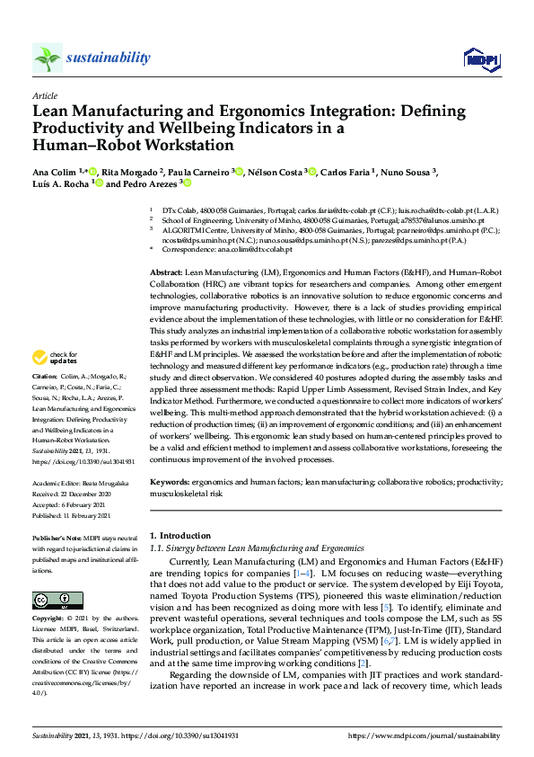(PDF) Lean Manufacturing and Ergonomics Integration: Defining Productivity and Wellbeing ...