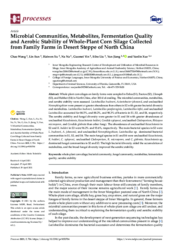 (PDF) Microbial Communities, Metabolites, Fermentation Quality and ...