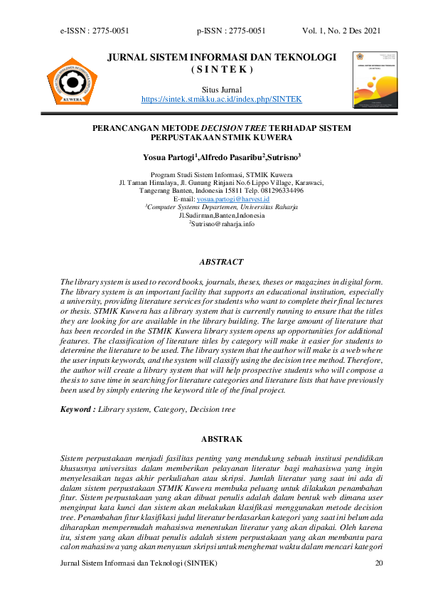(PDF) Perancangan Metode Decision Tree Terhadap Sistem Perpustakaan ...