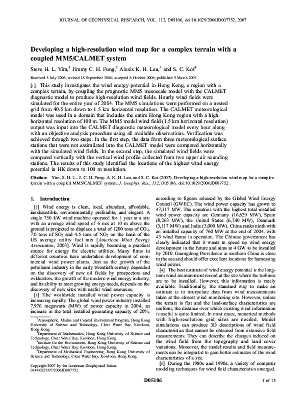 (PDF) Developing a high-resolution wind map for a complex terrain with ...