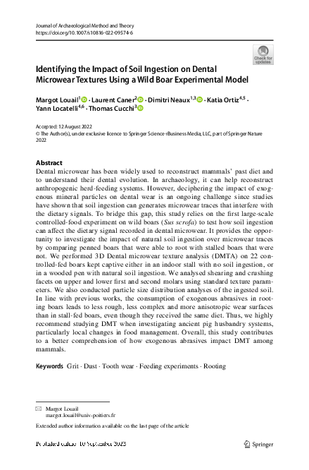 (PDF) Identifying the Impact of Soil Ingestion on Dental Microwear ...