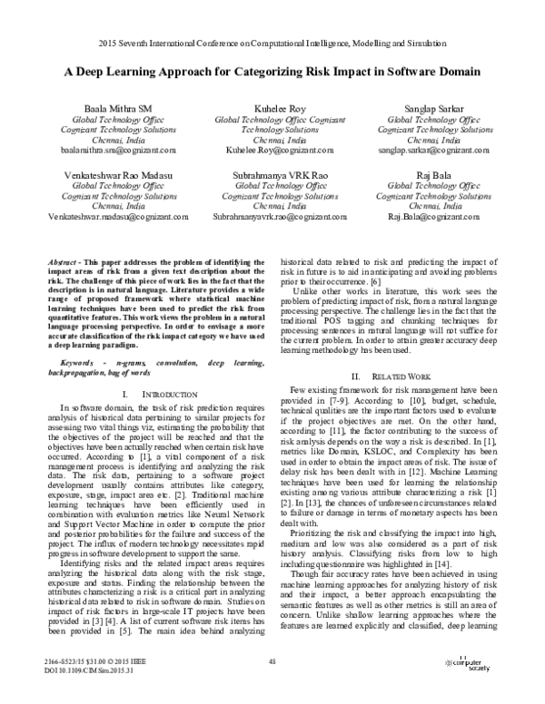 (PDF) A Deep Learning Approach for Categorizing Risk Impact in Software ...