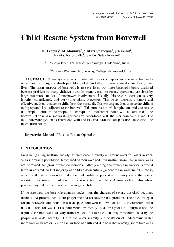(PDF) Child Rescue System from Borewell
