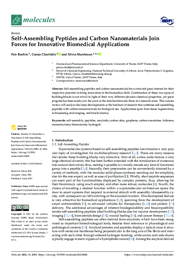 (PDF) Self-Assembling Peptides and Carbon Nanomaterials Join Forces for Innovative Biomedical ...