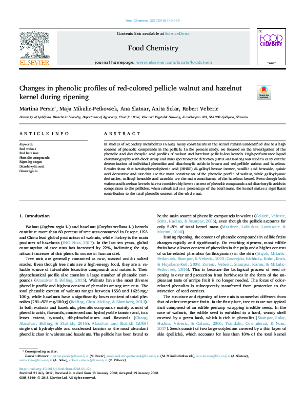 (PDF) Changes in phenolic profiles of red-colored pellicle walnut and ...