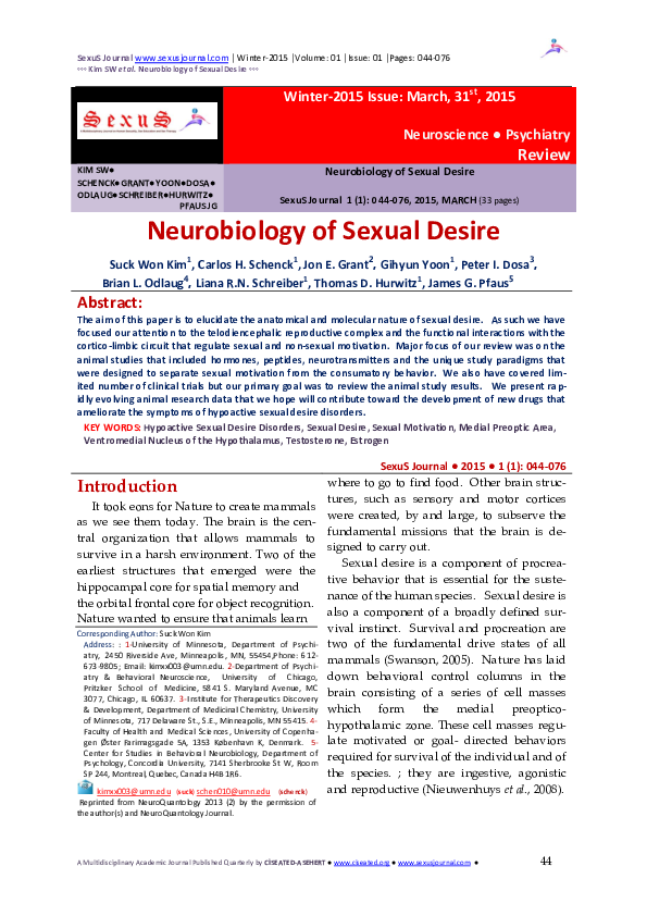 (PDF) Neurobiology of Sexual Desire