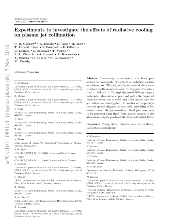 (PDF) Experiments to investigate the effects of radiative cooling on ...